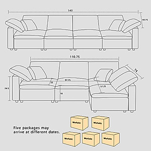 Mofolit Oversized Sectional Sleeper Sofa Couch w/Deep seat, Big Comfy Corduroy Couch w/overstuffed Cushion, Modular sectional Cloud Couch,L Shaped Couch Setional for Living Room (Grey)
