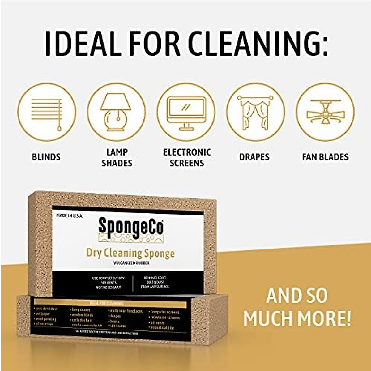 SpongeCo - Dry Cleaning Soot Eraser Sponge 36 Pack- Pet Hair, Smoke, Soot, Dust and Dirt Remover, Dry Cleaning Sponge, soot Sponge, Chemical Sponge (36-3x6x1.5) Natural Latex Rubber Made in The USA