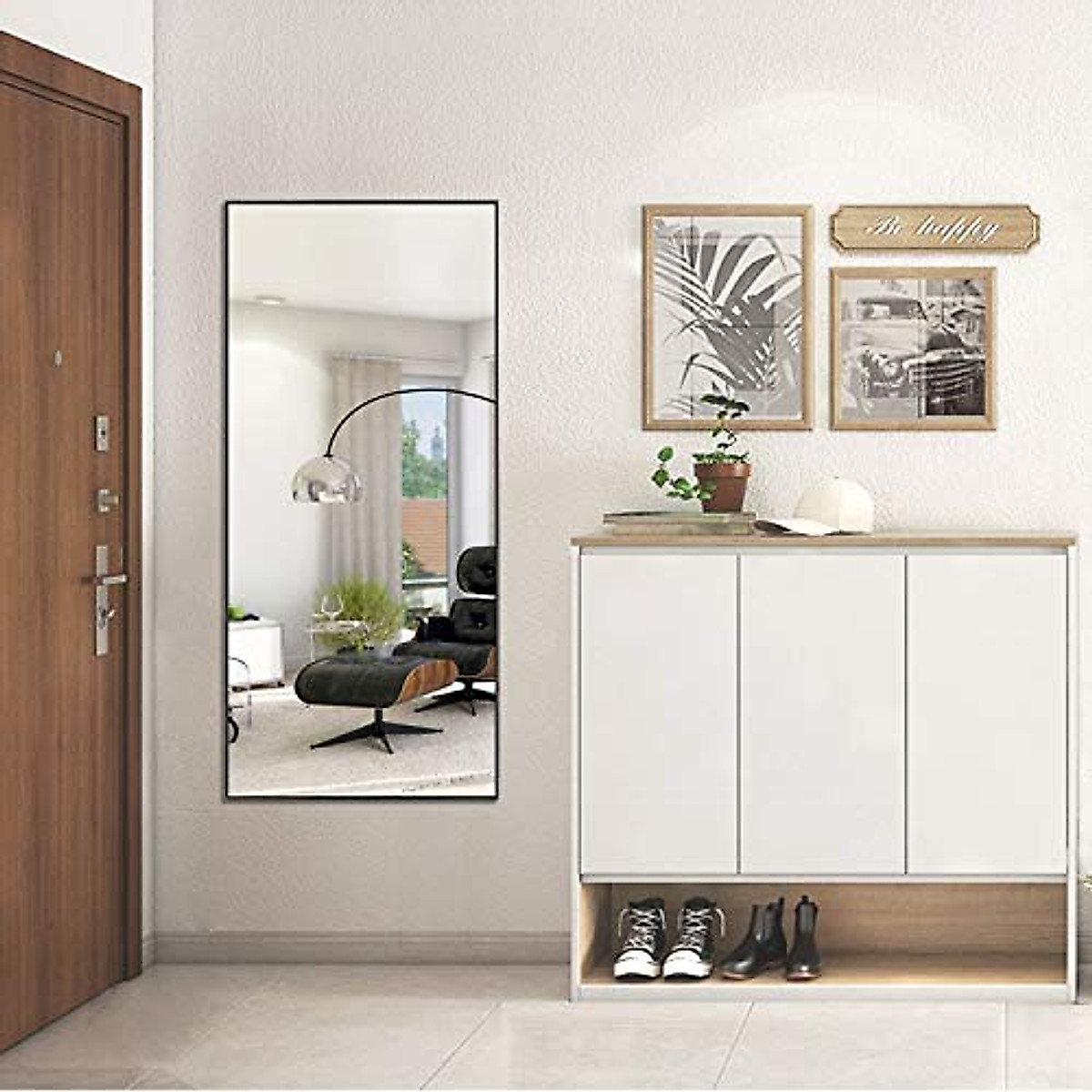 MIRUO Full Length Mirror Decor Wall Mounted / Floor Mirror Dressing Mirror Make Up Mirror Bathroom/Bedroom/Living /Dining Room/Entry, Black, 47" x 22"