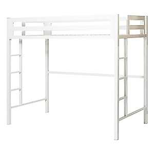 Walker Edison Brighton Classic Metal Twin over Loft Bunk Bed, Twin Size, White