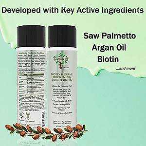 MOUNTAIN TOP Biotin Herbal Thickening Conditioner (8 oz / 273 ml) with Argan Oil, Pumpkin Seed Oil, Saw Palmetto, Tea Tree Oil & Willow Bark - For Dry, Frizzy, Thinning Hair - Men & Women