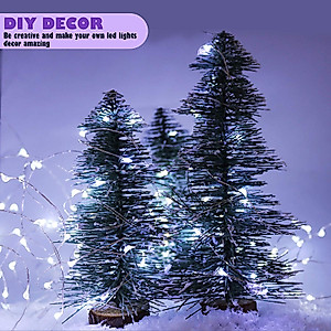 WSgift 4 Pack 33Ft 100 Cool White Led Fairy Lights Battery Operated with Remote Control Timer Waterproof Silver Copper Wire Twinkle Lights