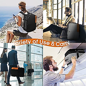 POWAITER Travel Backpack for Women Men, Carry On Backpack Flight Approved Fits 17 Inch Laptop with 4 Packing Cubes for Travel & Business Trip-Black