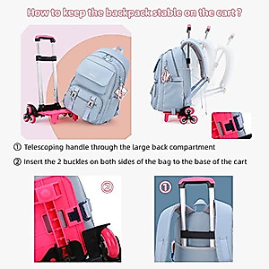MITOWERMI Kids Rolling Backpack for Girls Trolley Bags for Elementary Middle School Backpack with Wheels Rolling Bookbag for Boys