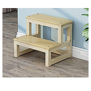 Step Stool Solid Wood Ladders, Second Floor Ladder Stool Three-Storey Ladder Frame Solid Wood Material Clear Wood Grain Styles Household Ladder/50 X 44 X 40Cm