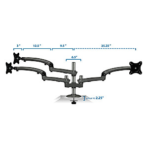 Mount-It! MI-4PC313G Triple Desk Monitor Mount, Gray