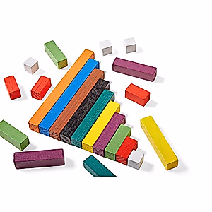 hand2mind Wooden Cuisenaire Rods with Trays, Math Manipulatives, Montessori Math Rods, Math Counters, Math Blocks, Counting Blocks, Montessori Math, Fraction Bars, Number Rods (Set of 6)