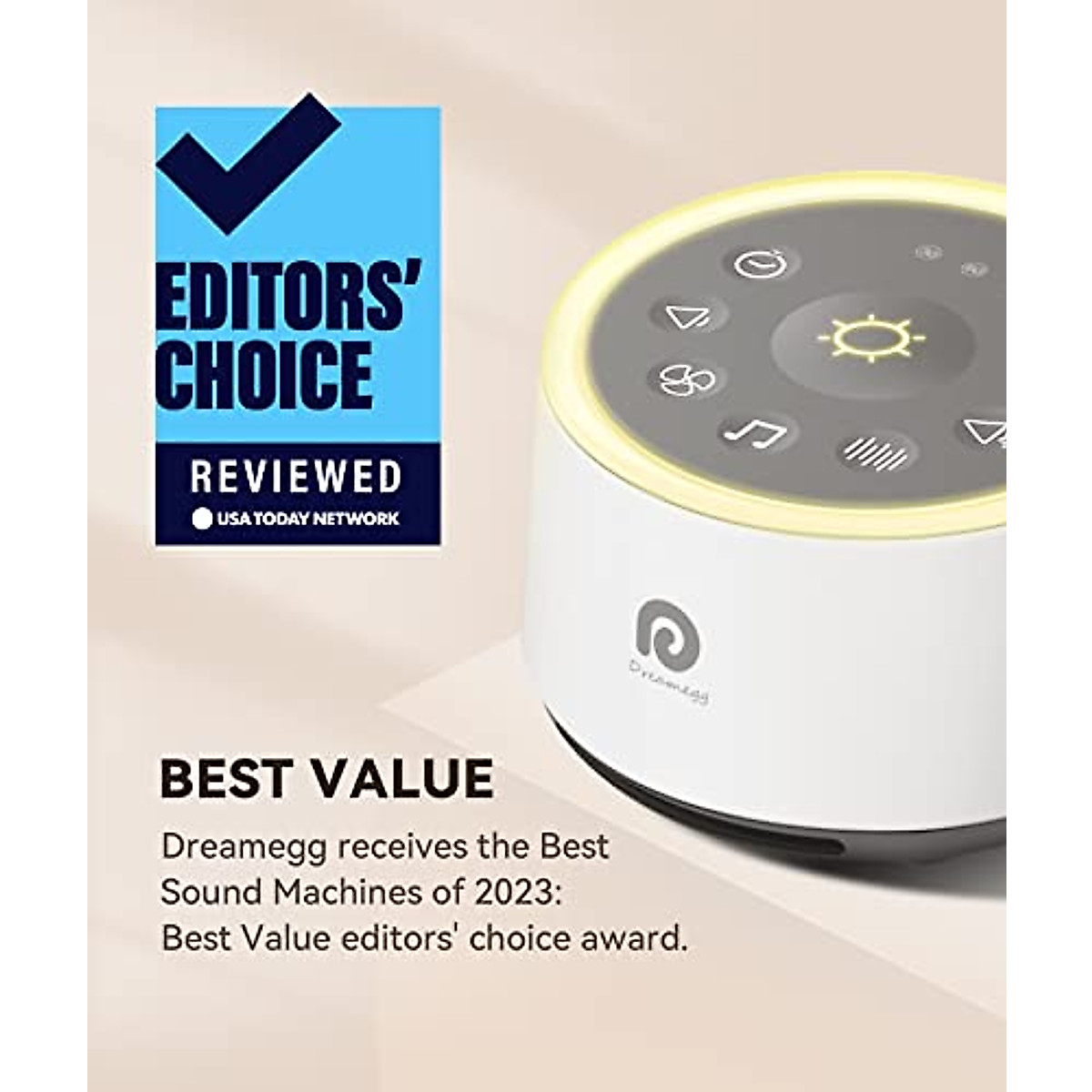 Dreamegg D1 Sound Machine Baby - White Noise Machine for Baby with Night Light, 24 High Fidelity Sounds, Timer & Memory Feature, Noise Machine for Baby Adults, Home, Office, Travel (White)