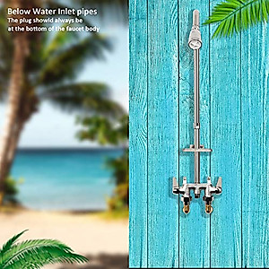 Artiwell Outdoor Shower Fixture System,with Rustproof Riser and Riser Extension, Double Handle Utility Shower Faucet with Showerhead and Soap Dish, Polished Chrome