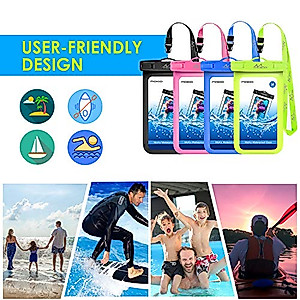 MoKo Waterproof Phone Pouch Holder [4 Pack], Underwater Phone Case Bag with Lanyard Compatible with iPhone 14 13 12 11 Pro Max X/Xr/Xs Max/SE 3, Samsung S21/S10/S9