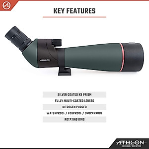 Athlon Optics Talos 20-60x80 Spotting Scope - Straight, Charcoal Grey