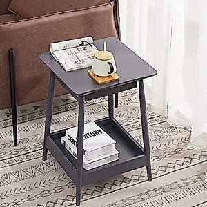 ZHAOLEI Steady Pine Wood Storage Cabinet Stable Bedside Table Nightstand Easy Install, Black