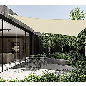 Windscreen4less 12'x12' Waterproof Sun Shade Sail Rectangle Shade Canopy Cover UV Block for Backyard Patio Deck Balcony Pergola Garden (Beige)