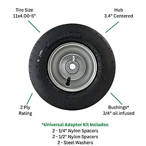 MARASTAR 20402-2pk 11x4.00-5 Smooth Universal Mower Tire Assembly 20402, Black
