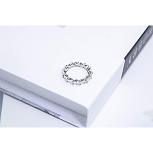 Hoops & Loops Sterling Silver Cubic Zirconia 5x3mm Oval-cut Eternity Band Ring