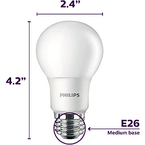 Philips LED Basic Frosted Non-Dimmable A19 Light Bulb - EyeComfort Technology - 800 Lumen - Soft White (2700K) - 10W=60W - E26 Base - Indoor - 8-Pack