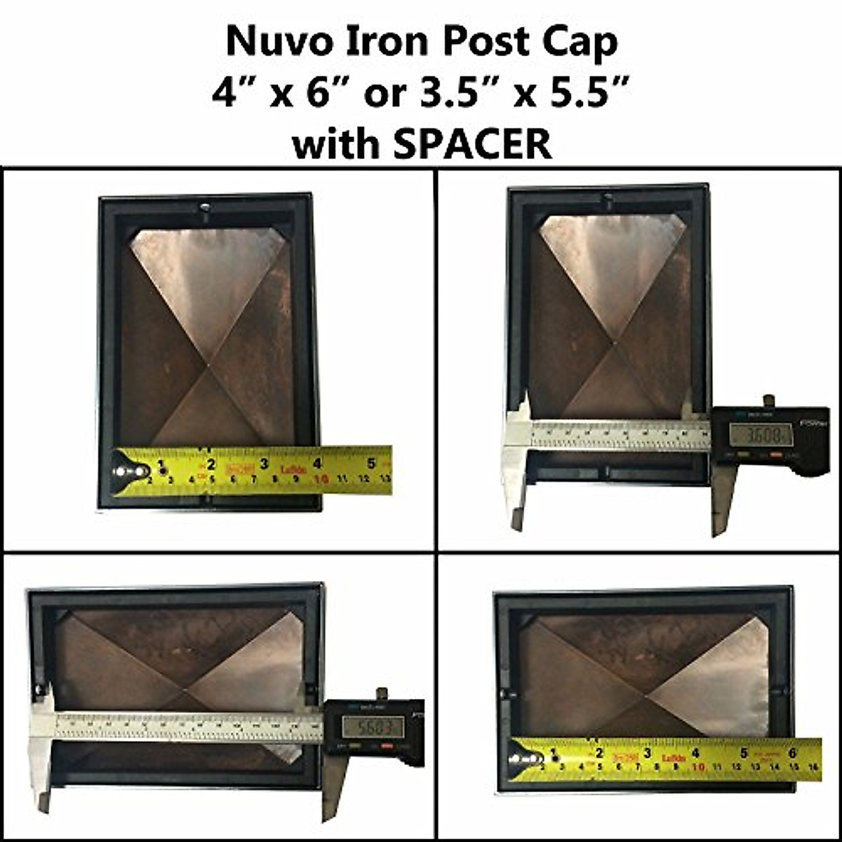 Nuvo Iron Pyramid Post Cap, 4" x 6" - Black