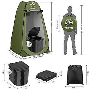 Portable Toilet Kit for Adults,Pop Up Privacy Tent,Large Portable Toilet Potty for Adults,12 Toilet Bags,12 Pack Liquid Waste Gel,Washable,Portable Outdoor Showers, Tents,Camp Toilets,Changing Rooms