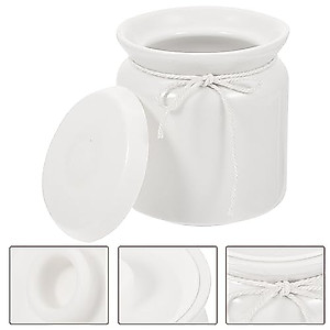 BESTonZON Ceramic Canister Ceramic Food Storage Jar Seasoning Pot Salt Pepper Jar Seal Lid Cute Candy Cookie Kitchen Canister Grease Container Sugar Bowl 500ml Ceramic Sugar Jar