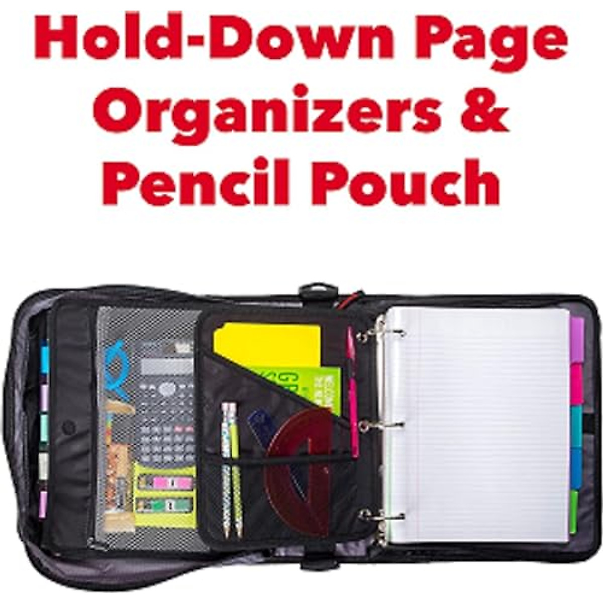 Case-it Dual 2.0, Zipper Binder, 2 Set of 2” D-Ring Dual, W/Removable File Folder Hold Down Pages, Front Flap Pocket, Laptop Storage, Pen Pockets,5 tab Removeable File Folder, Dual-301, Pink