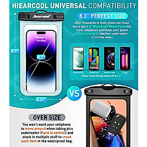 Hiearcool Universal Waterproof Phone Pouch, Waterproof Phone Case Compatible for Cellphone Up to 7.2", IPX8 Cellphone Dry Bag for Vacation-6 Pack
