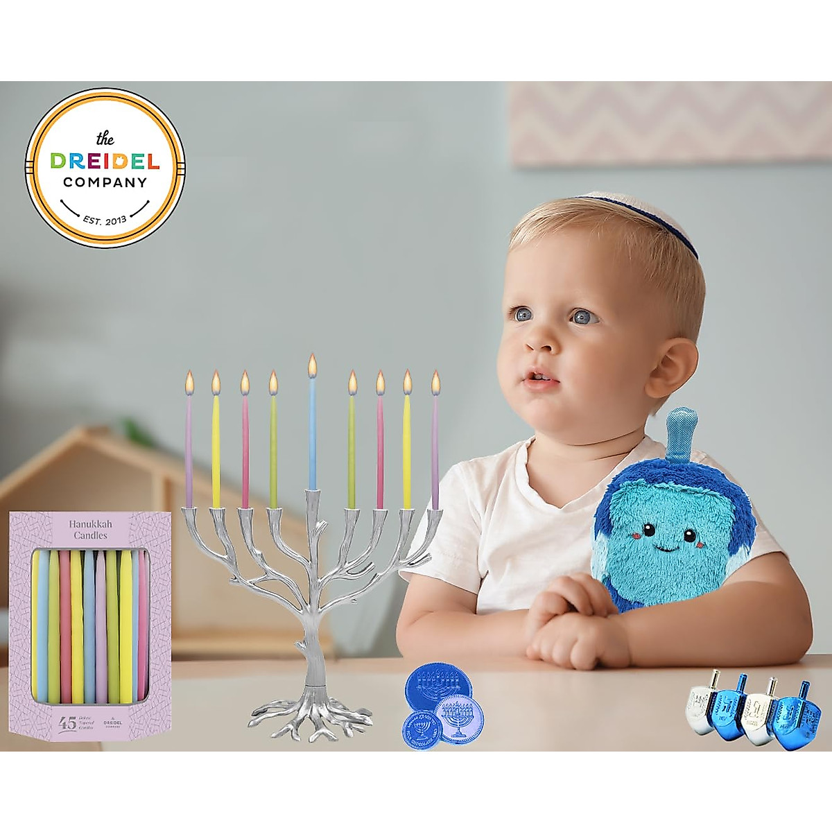 Hanukkah Candles Multicolor Pastel Deluxe Tapered Hanukkah Menorah Candles for All 8 Nights of Chanukah (Single)