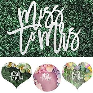 White Miss to Mrs Sign Wood Party Banner for Bridal Shower Decor, Bachelorette Party Backdrop, Engagement, Wedding, Couples, Greenery Hedge Wall, Photo Backdrop