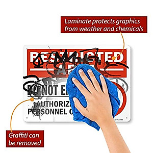 SmartSign 10 x 14 inch “Restricted Area - Do Not Enter, Authorized Personnel Only” OSHA Metal Sign, 40 mil Laminated Rustproof Aluminum, Red, Black and White