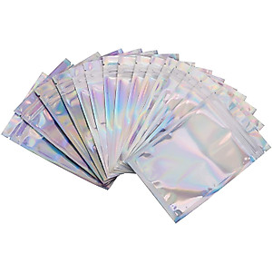 Resealable Foil Ziplock Bags 100 Pieces- Resealable Smell Proof Foil Ziplock Pouch - Party Favor Food Safe Storage - Reusable Lip Gloss Packaging - Jewelry Storage Pouches Small Gram Baggies
