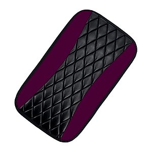 tobenbone Car Center Console Pad, Leather Waterproof Armrest Seat Box Cover Pad Protector, Comfortable Car Interior Accessories for Most Cars, Trucks, SUVs (Purple)