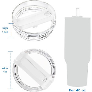Replacement 40 oz Tumbler Lid for Stanley Cup, Dustproof Spill Proof Splash Resistant Tumbler Covers Fit for Stanley Tumbler and More Coffee Mugs,Pack of 1 (White)