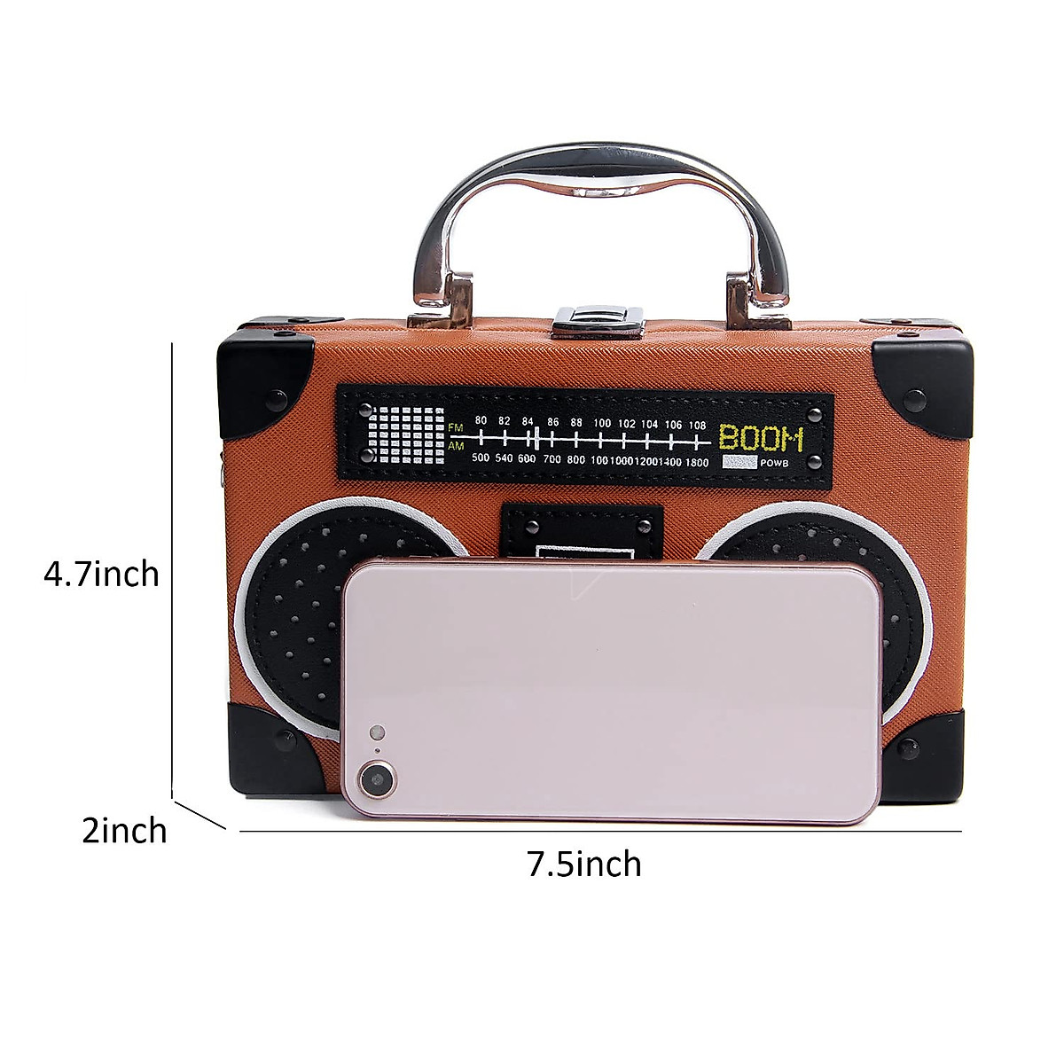 KUANG! Women Retro Radio Shaped Clutch Hundred Dollar Bill Box Shoulder Bag Elegant Evening Crossbody Handbag