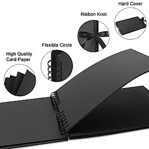 Vienrose 80 Pages Scrapbook Album DIY Scrap Book Photo Albums Thick Kraft Scrapbooking Kit for Wedding Birthday Christmas Mother's Day, Black 11x8 Inches