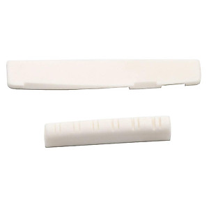 DISENS 12 String Guitar Saddle and Nut Slotted Real Bone Neck Nuts, Acoustic Guitar Bridge Parts Replacement & Accessories