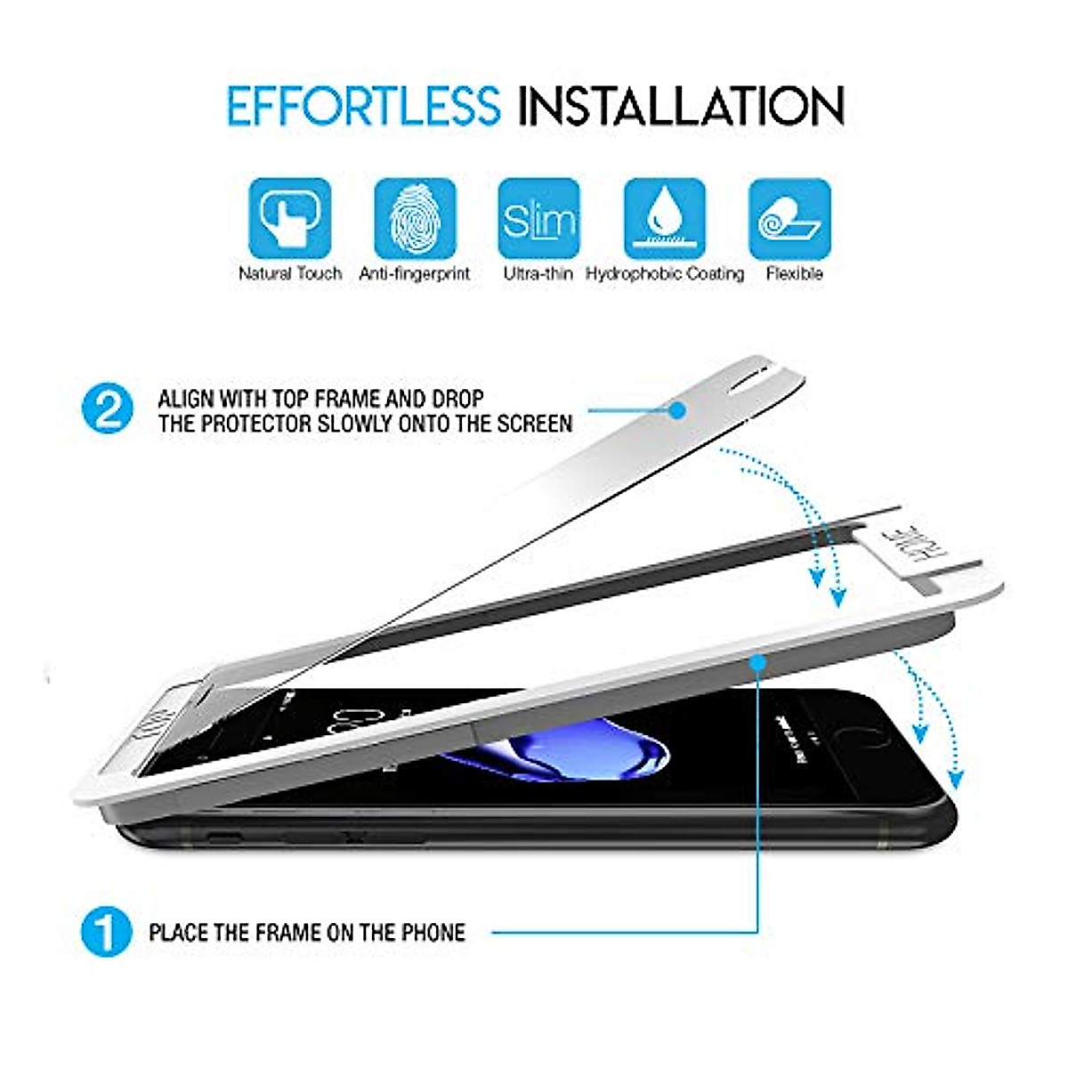 Purity Glass Screen Protector for iPhone 8 / iPhone 7 / SE 2020 (3-Pack) [w/Installation Frame] Tempered Glass Screen Protector Compatible with Apple iPhone SE 2nd Gen, 8, 7 (4.7-in) [Case Friendly]