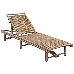 UTSRABFA Leisure Chair Layout Chair Outdoor Loungers Beach Lounge Chair Patio Sun Lounger with Cushion Bamboo Suitable for Beach, Camping, Pool, Patio, Lawn