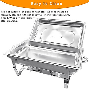 PRIJESSE 4 Pack 8QT Chafing Dish Buffet Set Stainless Steel Food Warmer Chafer Complete Set with Water Pan, Chafing Fuel Holder for Party Catering,Silver