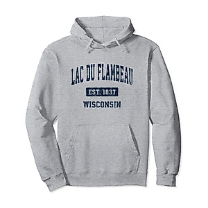 Lac du Flambeau Wisconsin WI Vintage Athletic Sports Design Pullover Hoodie