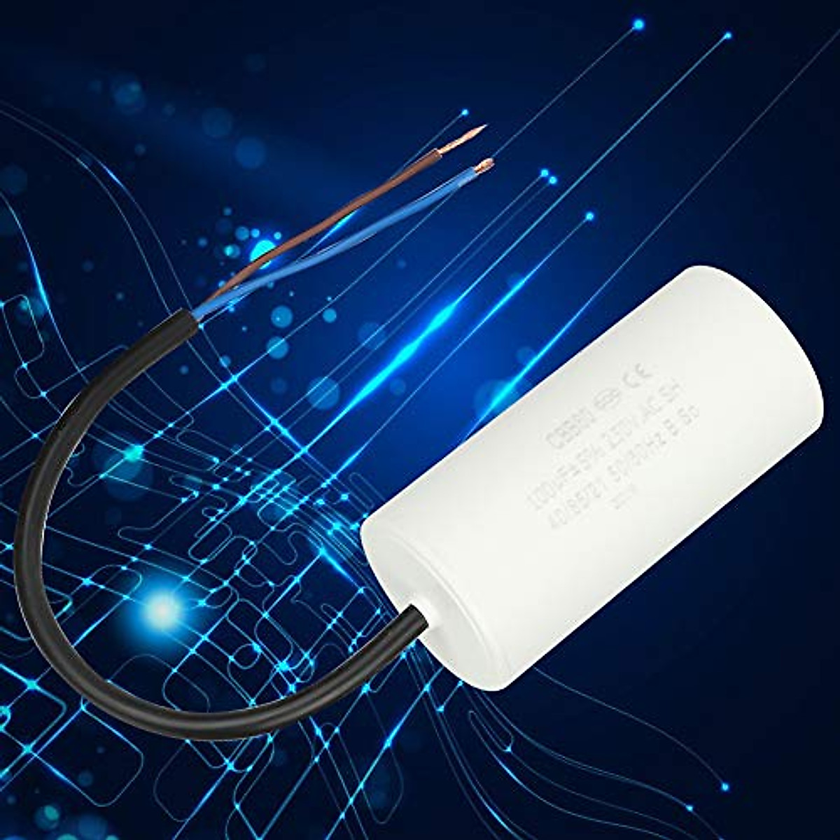 CBB60 Run Capacitor with Wire Lead 250V AC 100uF 50/60Hz Run Round Capacitors for Motor Air Compressor, Air Conditioners, Compressors and Motors - Heat Resisting, Low Leakage and Low Impedance