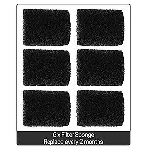 Kulife FUMAK Replacement Sponge (6-Month Pack) for Aquarium Filter, Fish Tank Filter Replacement Parts, Including 6 x Sponge Blocks
