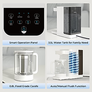 Reinmoson 8 Stage Reverse Osmosis System Countertop with 𝟰 𝗛𝗼𝘁 𝗪𝗮𝘁𝗲𝗿 𝗦𝗲𝘁𝘁𝗶𝗻𝗴𝘀, NSF Certified TDS Reduction, 4:1 Pure to Drain Portable Reverse Osmosis Water Filter Countertop