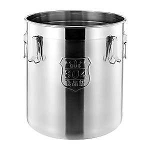 DYNAMI 304 Stainless Steel Airtight Canister,48L/12.7Gal Large Canisters Container with Lids and Sturdy Locking Clamp,Bucket Food Storage Containers for Rice, Flour, Grain, Coffee Bean (48L)