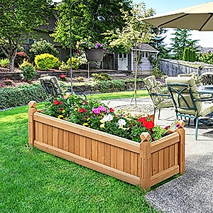 Yaheetech 43.5″ L × 16″ W × 14″ H Wooden Raised Garden Bed, Wood Rectangular Garden Planter Outdoor, Raised Planter Box for Patio/Yard/Greenhouse/Home Vegetable/Flower/Herbs, Natural Wood