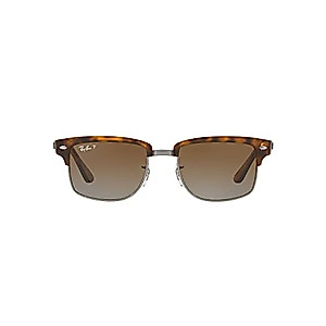 Ray-Ban Men's RB4190 Polarized Square Sunglasses, Demi Gloss Havana, 52mm