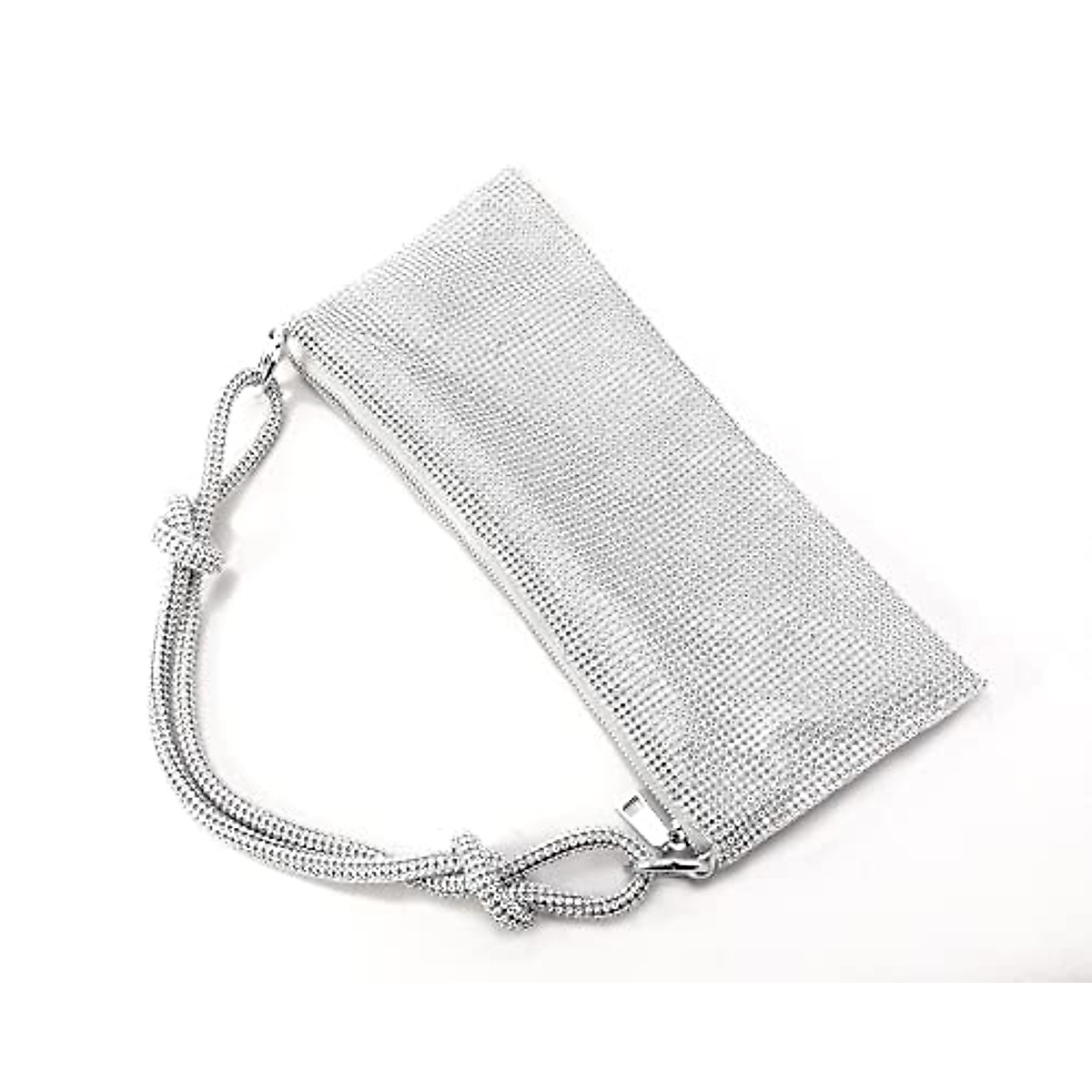 Chanrekenti Rhinestone Purse Sparkly purse for Women Silver Purse Evening Purse Rhinestones Handbags for Party Wedding (Siliver-3mm)