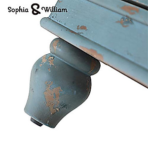 Sophia & William Accent Cabinet with Doors, Distressed Display Storage Cabinet with Wooden Frame and Hollow-Carved Floral Patterns for Entryway Living Room, Blue