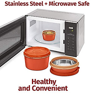 MILTON Bento lunch Box For School And Work - Stainless Steel Leak Proof Bento Box for Kids And Adults - Microwave Safe Meal Prep Container Set of 3 - Red