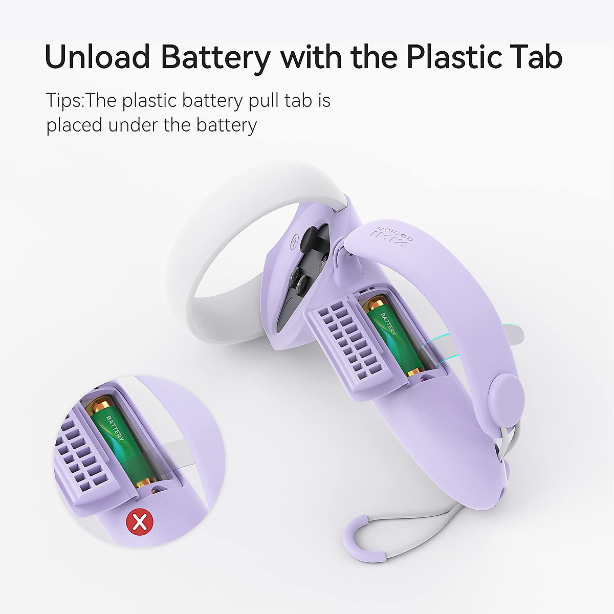 KIWI design Controller Grips Cover with Battery Opening Adjustable with Knuckle Straps, Suitable for Large Hands Compatible with Quest 2 Accessories (Purple)