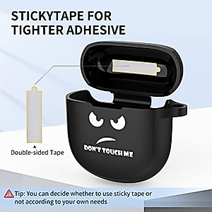 CACOE Silicone Case for Bose QuietComfort Earbuds II 2022,Protective Skin Bose QuietComfort Earbuds 2 Case Cover Shockproof Cute Funny Print Accessories with Keychain（Black）