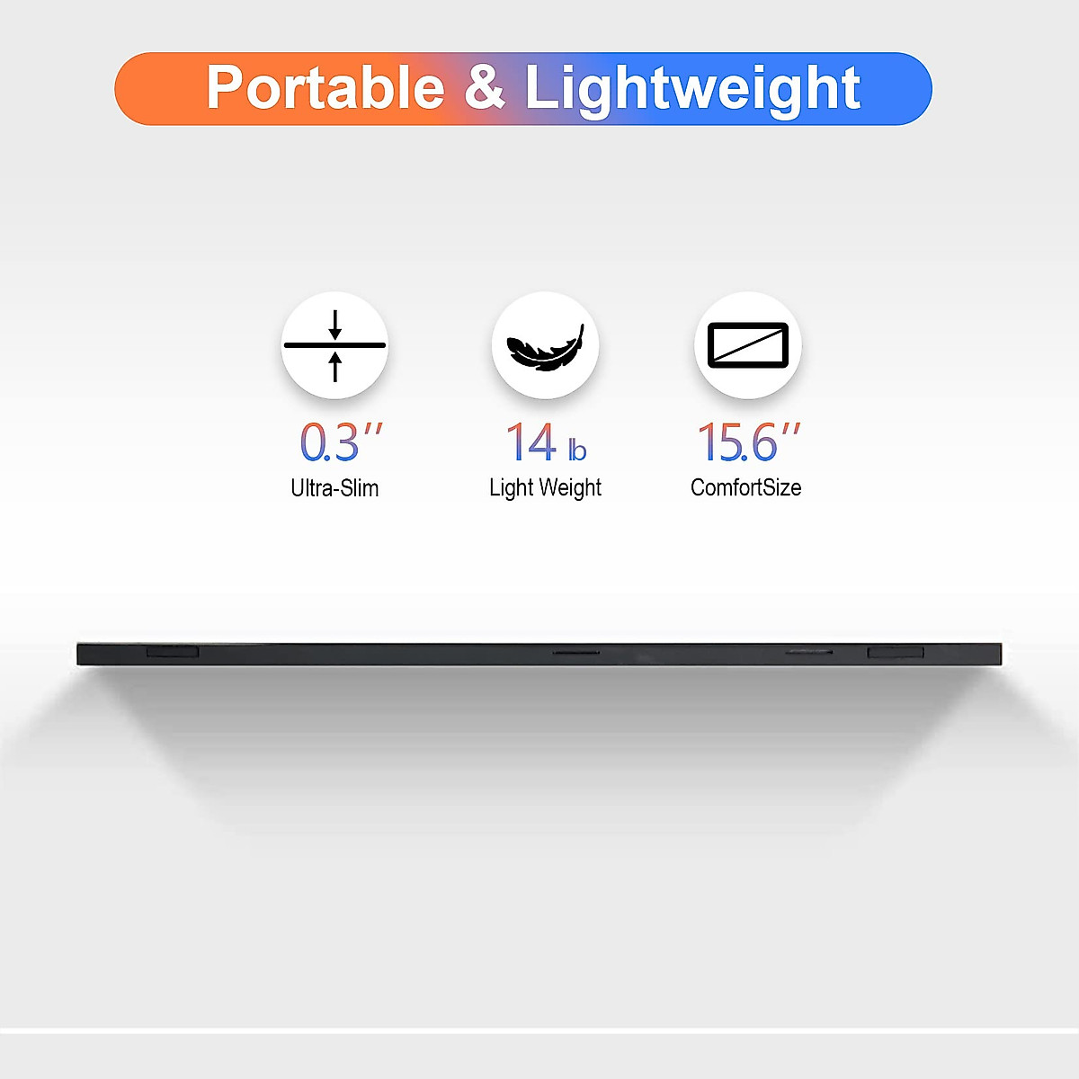 FOOWIN Portable Monitor 15.6 inch FHD 1080P HDR IPS Screen USB-C HDMI Travel Monitor with Speaker Tablet Second Portable Monitor for Laptop MacBook Surface Mobile PS5/4 Switch Xbox